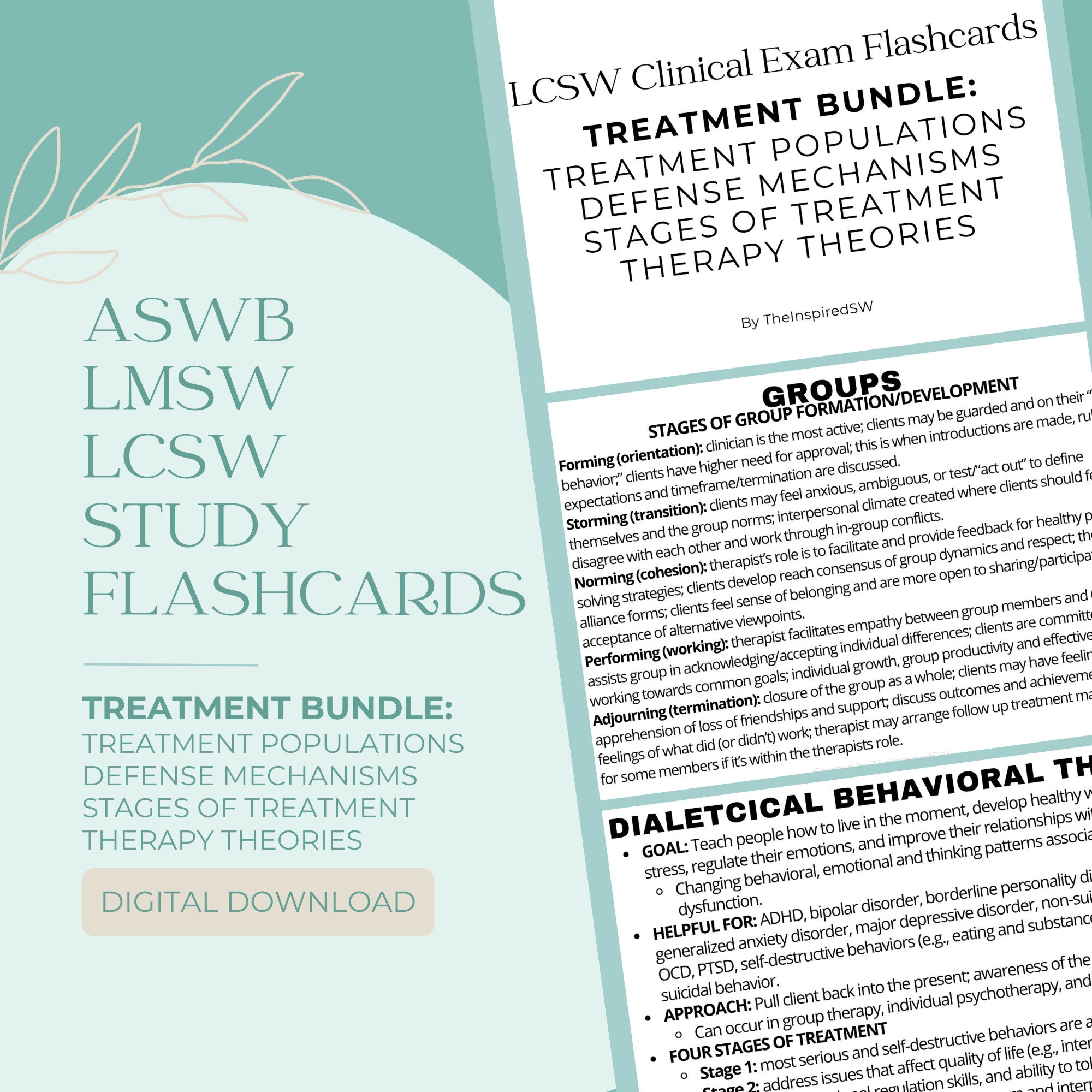 MSW/LCSW Exam Flashcards - Treatment Bundle | ASWB Exam Study Material ...