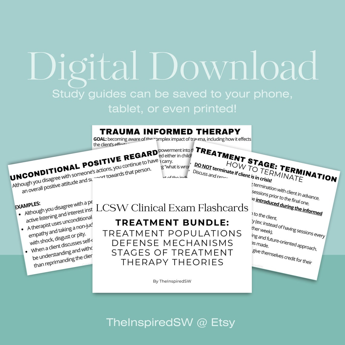 MSW/LCSW Exam Flashcards - Treatment Bundle | ASWB Exam Study Material | Licensing Exam | Exam ...
