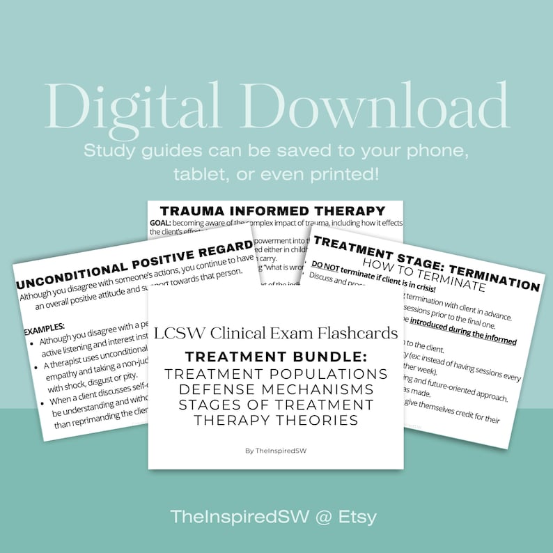 MSW/LCSW Exam Flashcards - Treatment Bundle | ASWB Exam Study Material ...
