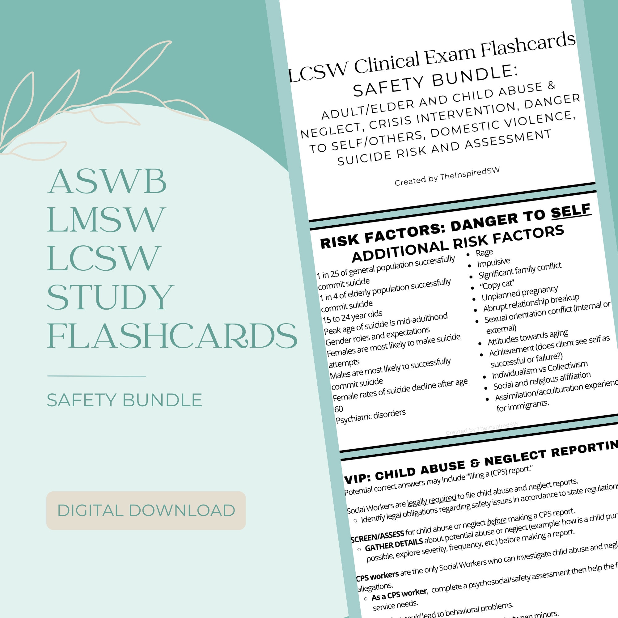 LMSW/LCSW Exam Flashcards Safety Bundle ASWB Exam Study Material ...