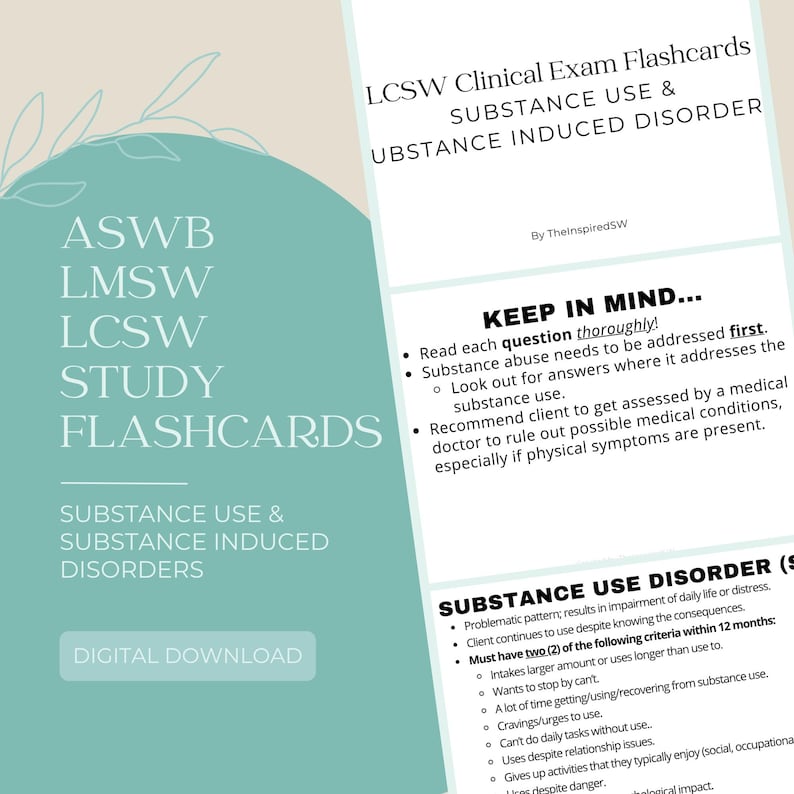 Substance Use and Induced Disorders Flashcards | LCSW LMSW ASWB Exam ...
