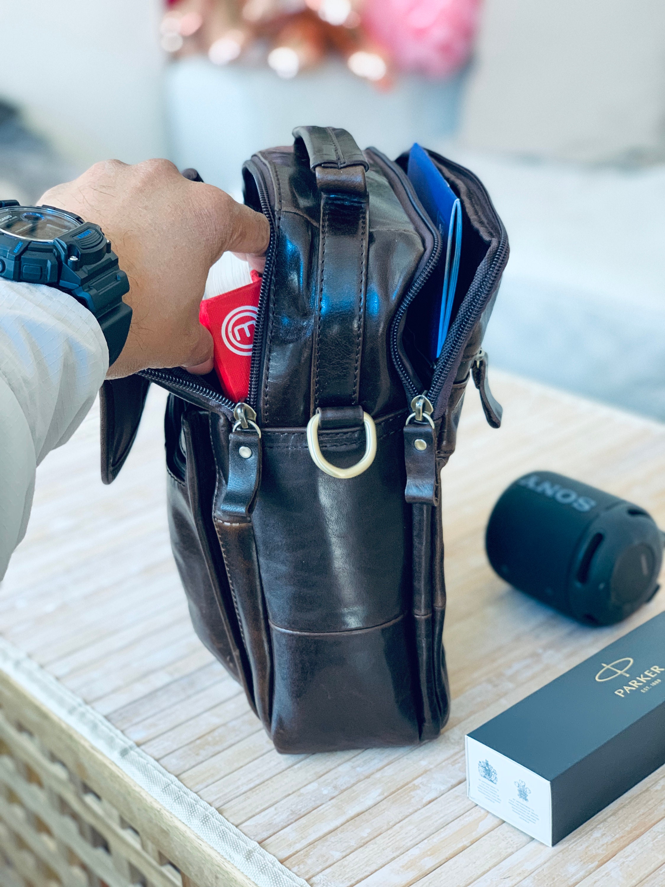 Men's Leather Bag Leather Satchel mens leather messenger | Etsy