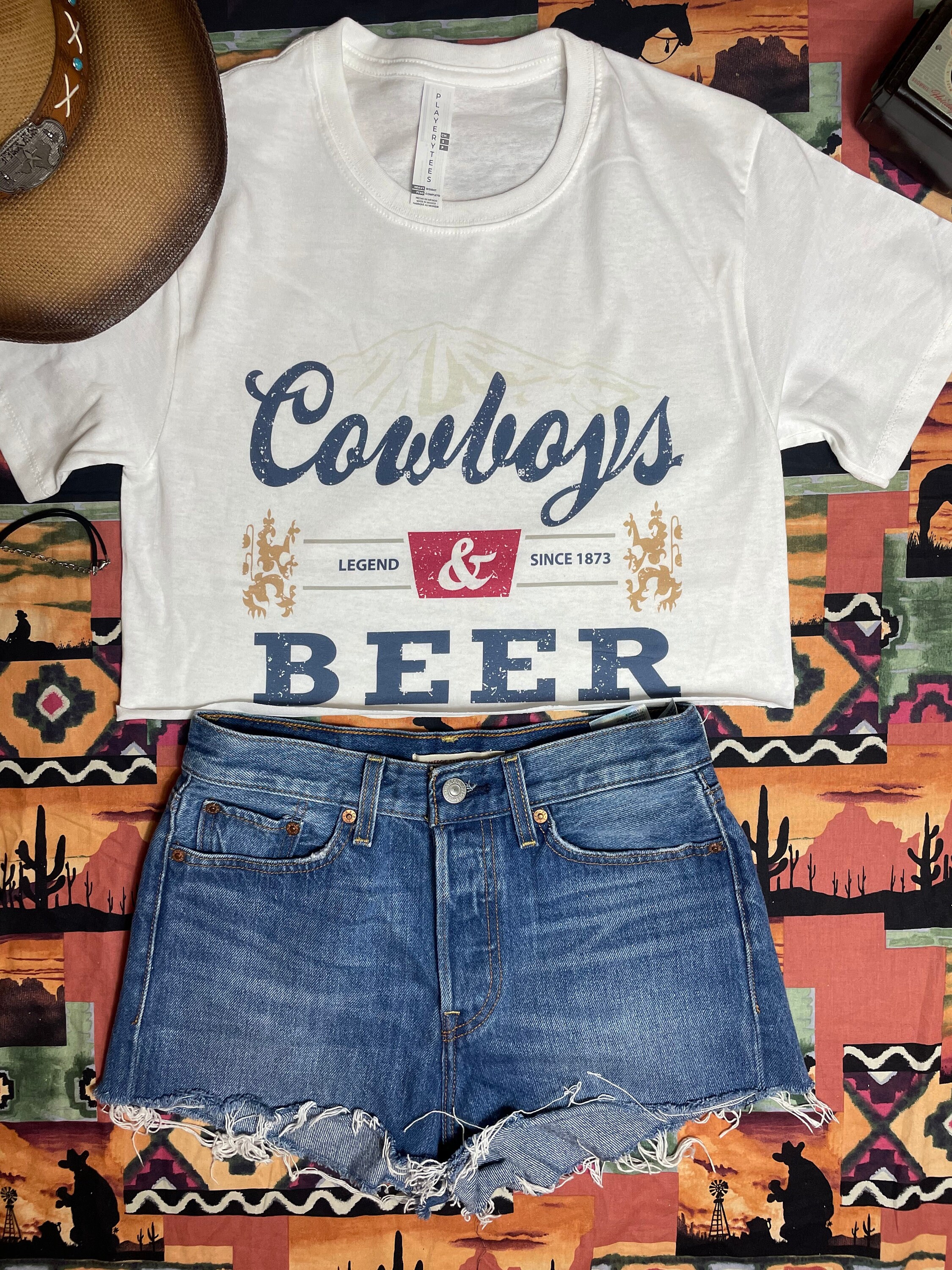 Cowboys & Beer Vintage Crop Top - Etsy
