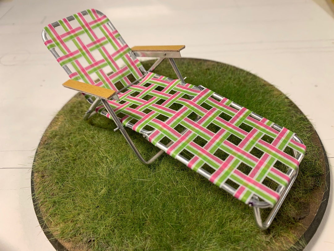 Miniature Chaise Lounge Real Aluminum With Colored Strapping (choice of ...