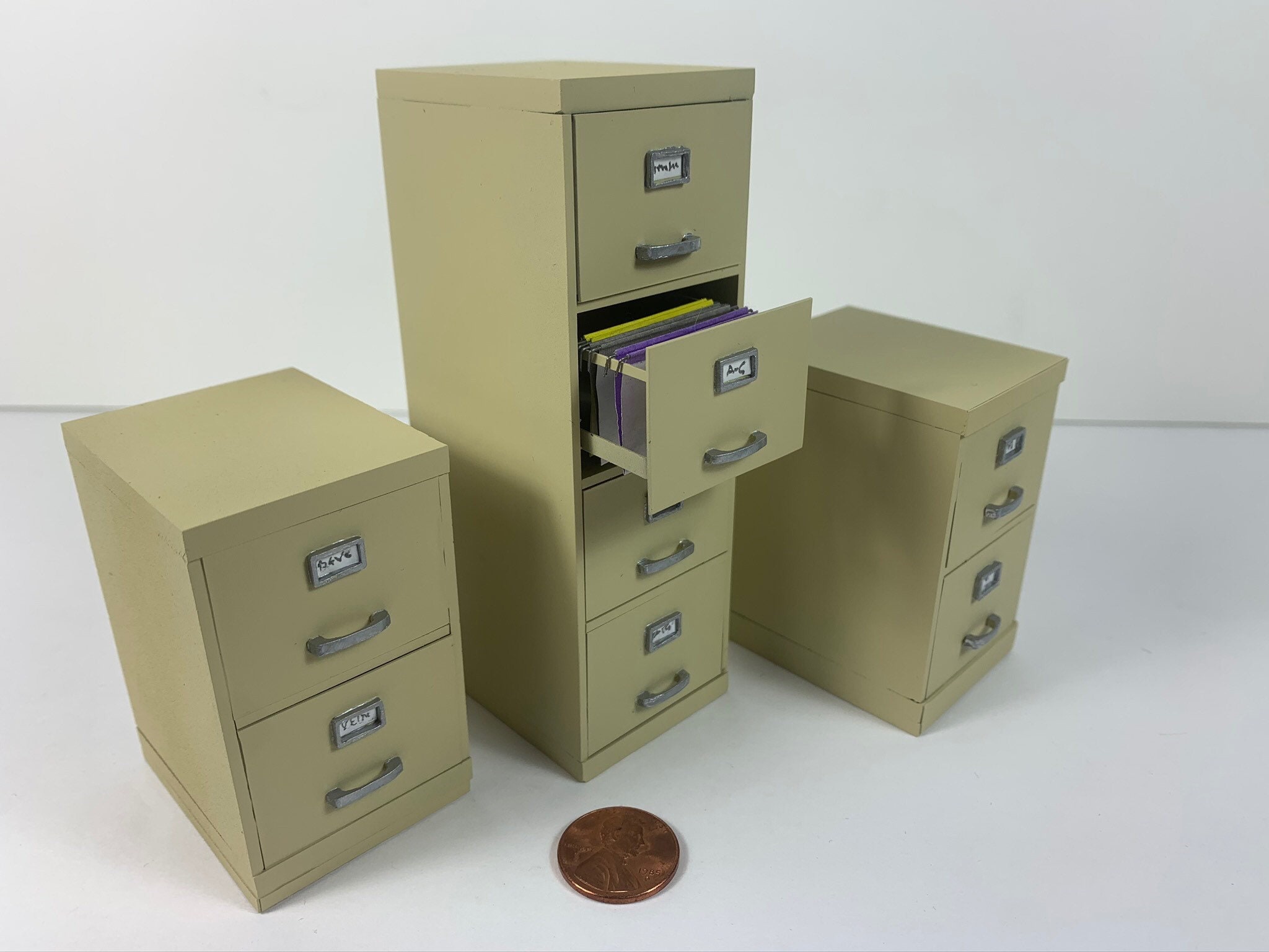 Miniature Small Two Drawer File Cabinet With Opening Drawer - Etsy