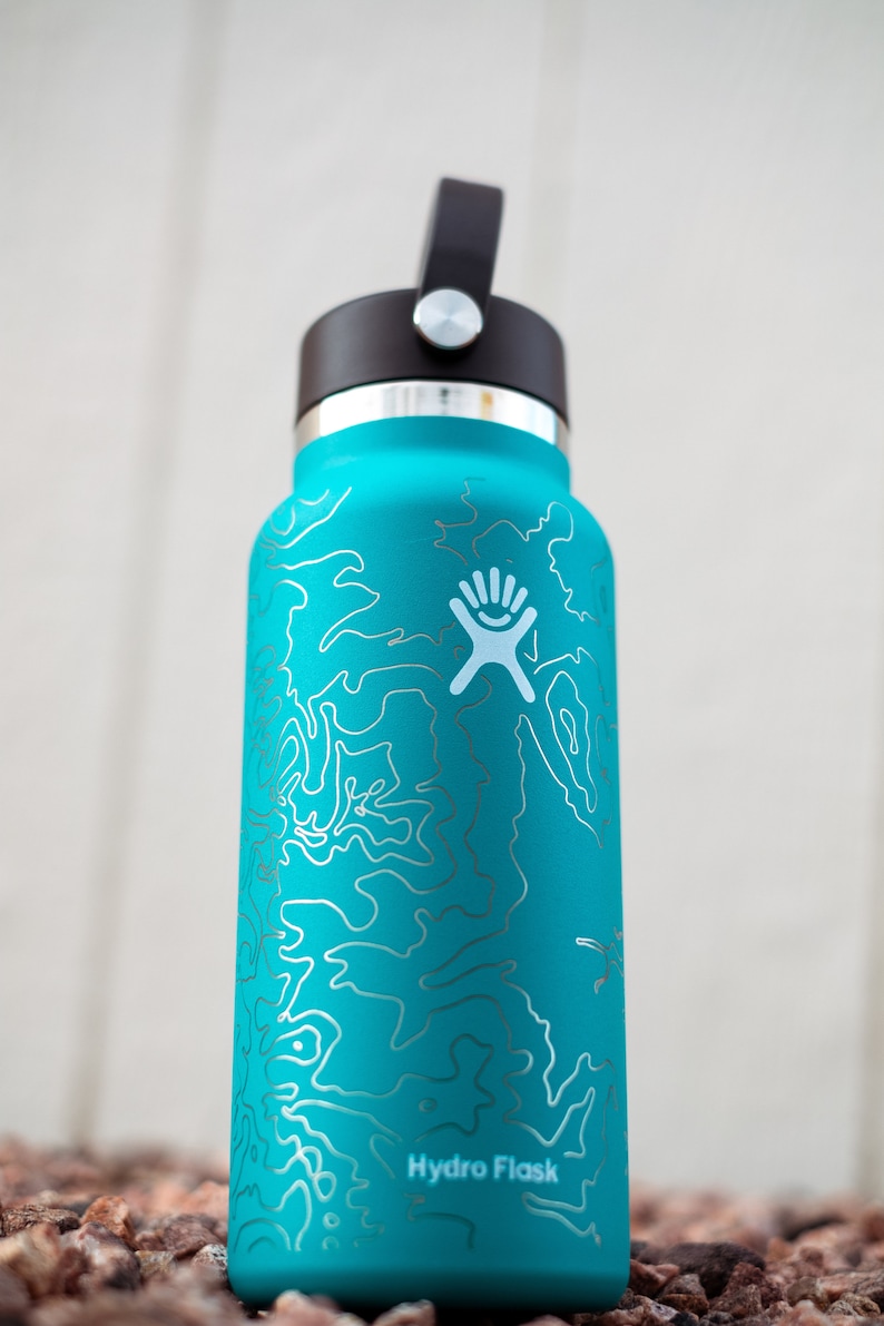Custom 32oz Hydro Flask® Water Bottle – Personalized Topographic Map ...