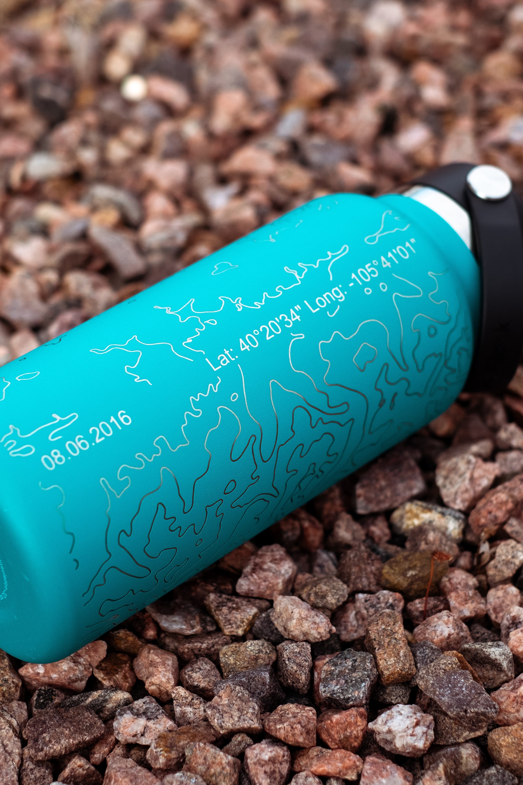 Custom 32oz Hydro Flask® Water Bottle – Personalized Topographic Map ...