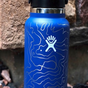 Custom 32oz Hydro Flask® Water Bottle – Personalized Topographic Map ...