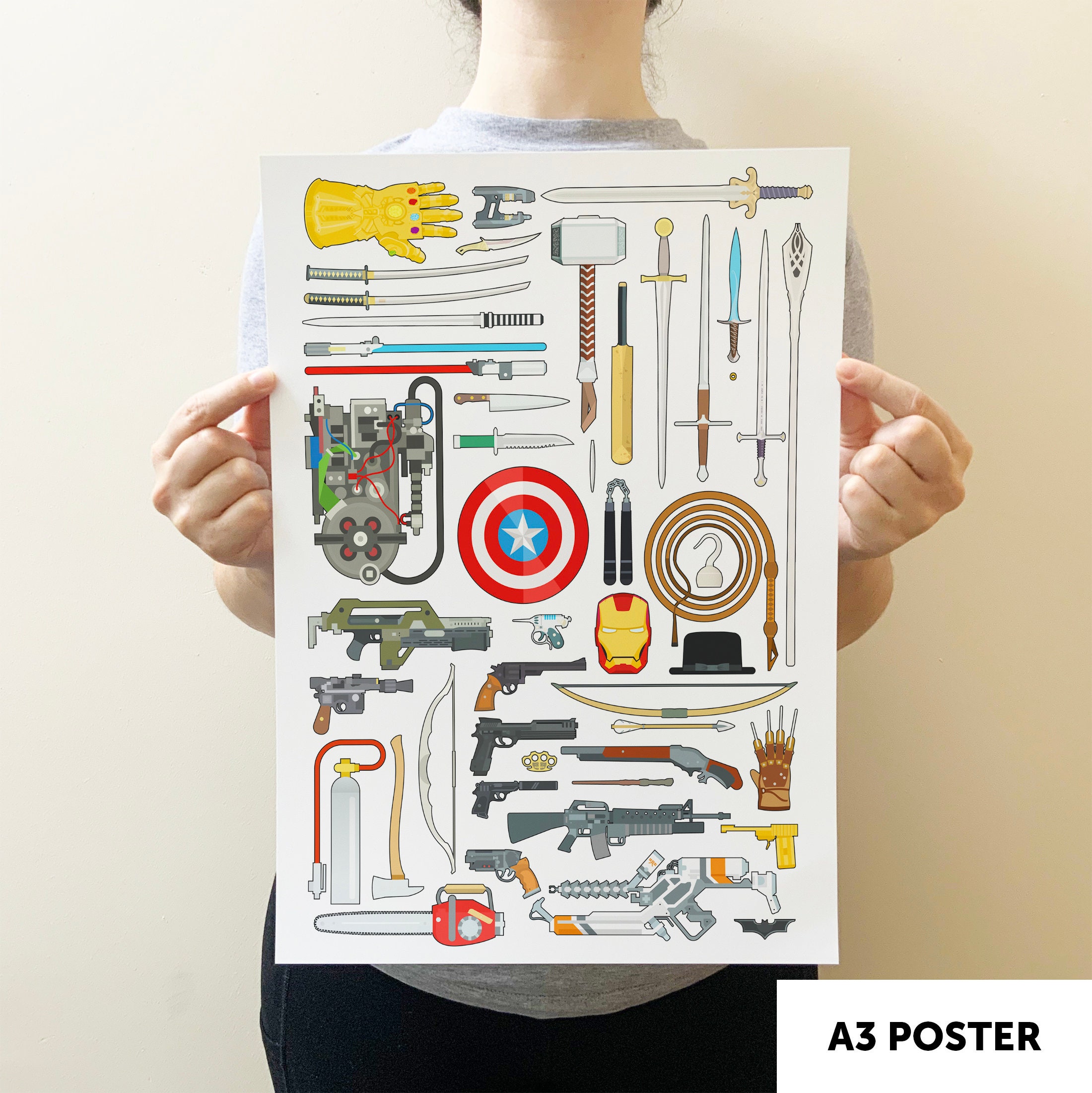 Iconic Movie Weapons Poster - Etsy