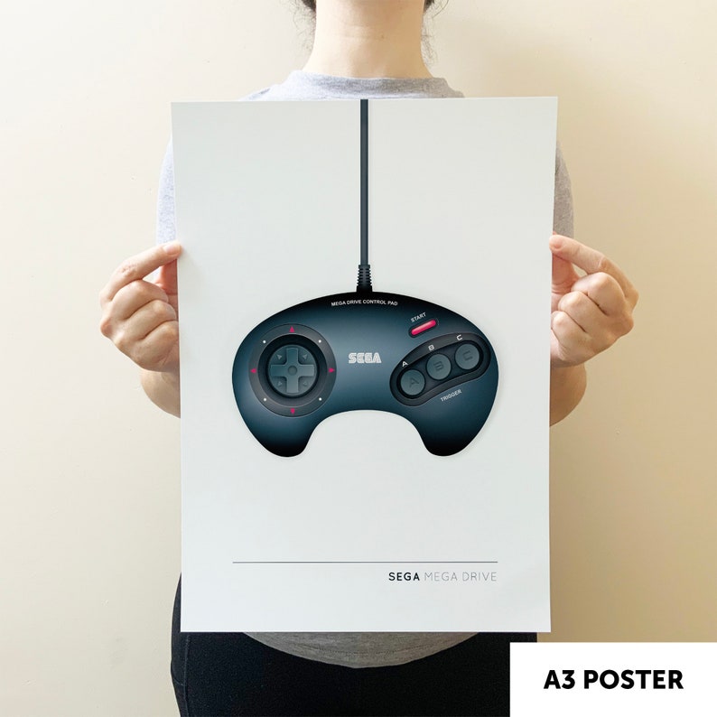 Illustrated SEGA Mega Drive Controller Poster - Etsy UK