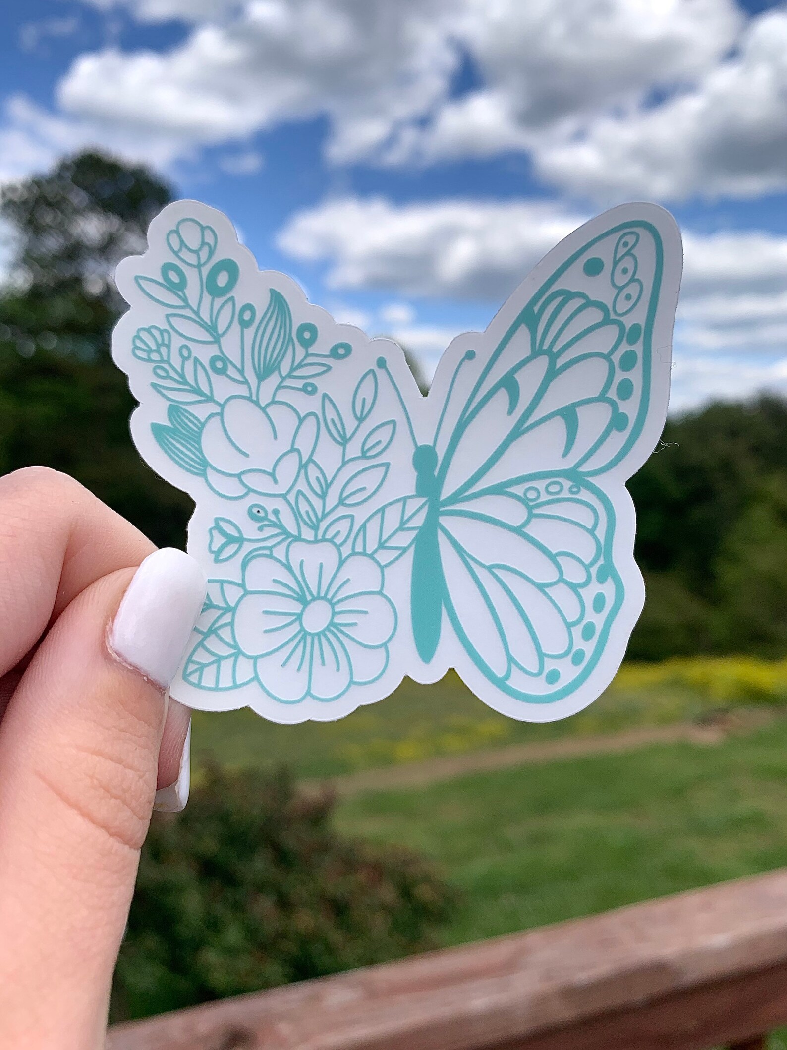 Clear Blue Butterfly Sticker Butterfly Floral Sticker Laptop - Etsy