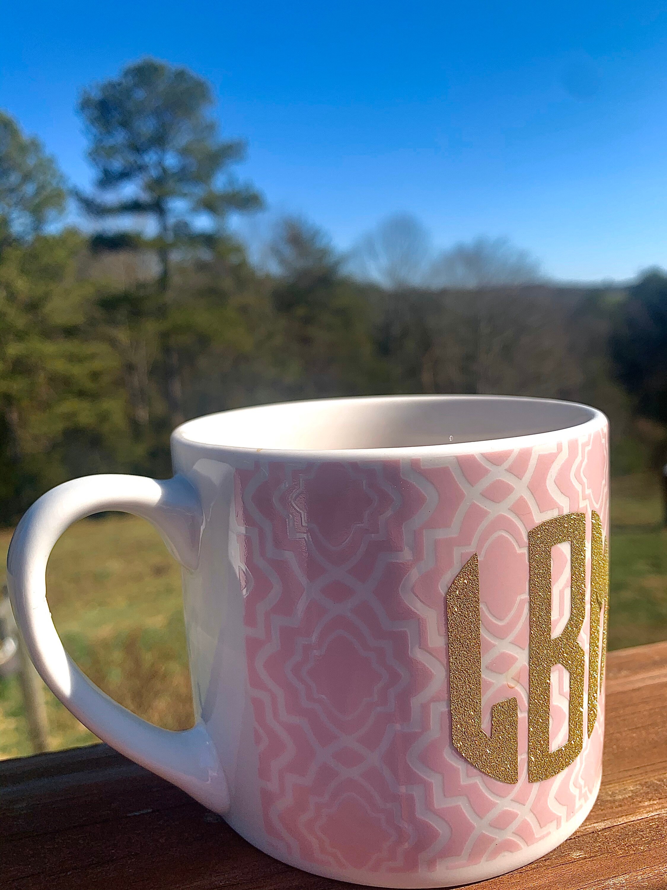 Pink Monogrammed Coffee Mug Preppy Southern Coffee Cup Pink | Etsy