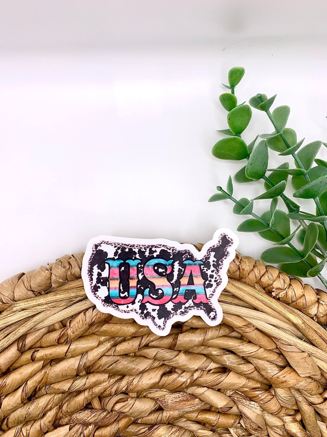 Cow Print USA Sticker, Western Sticker, Boho Stickers, Country Stickers ...