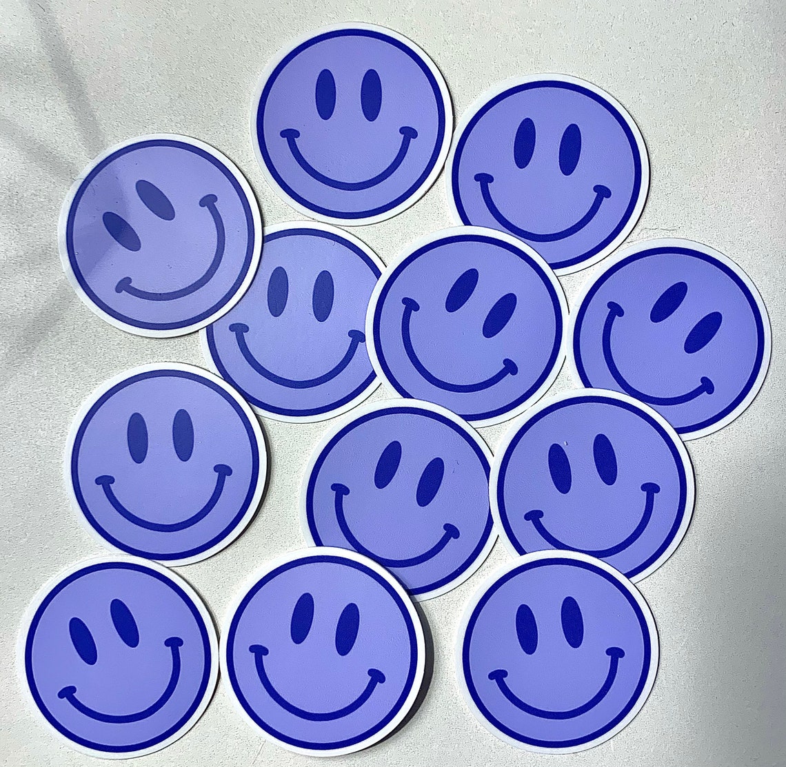Blue smiley face sticker water bottle sticker laptop | Etsy