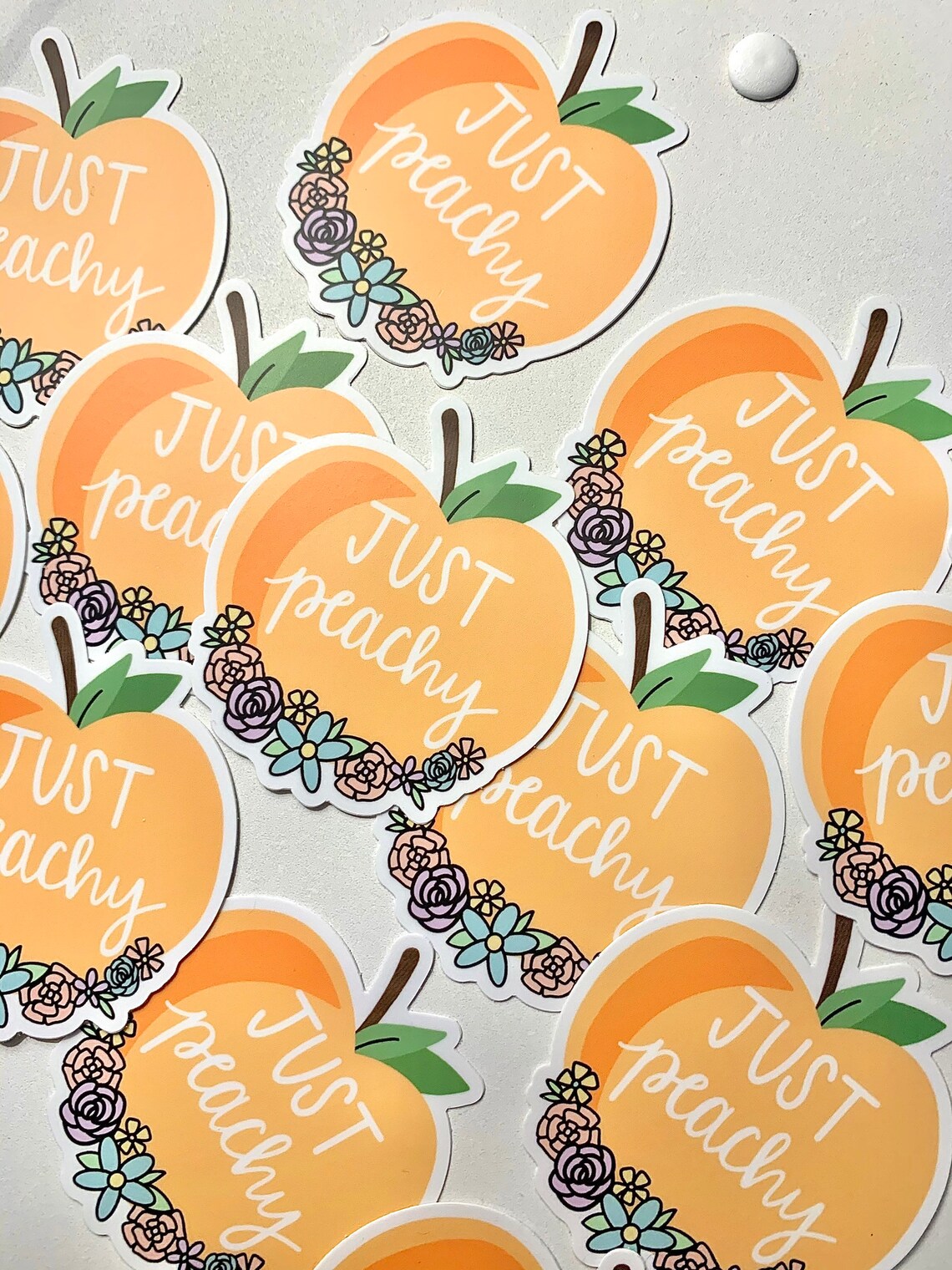 Just Peachy Sticker, Peach Sticker, Floral Peach, Waterproof Stickers ...