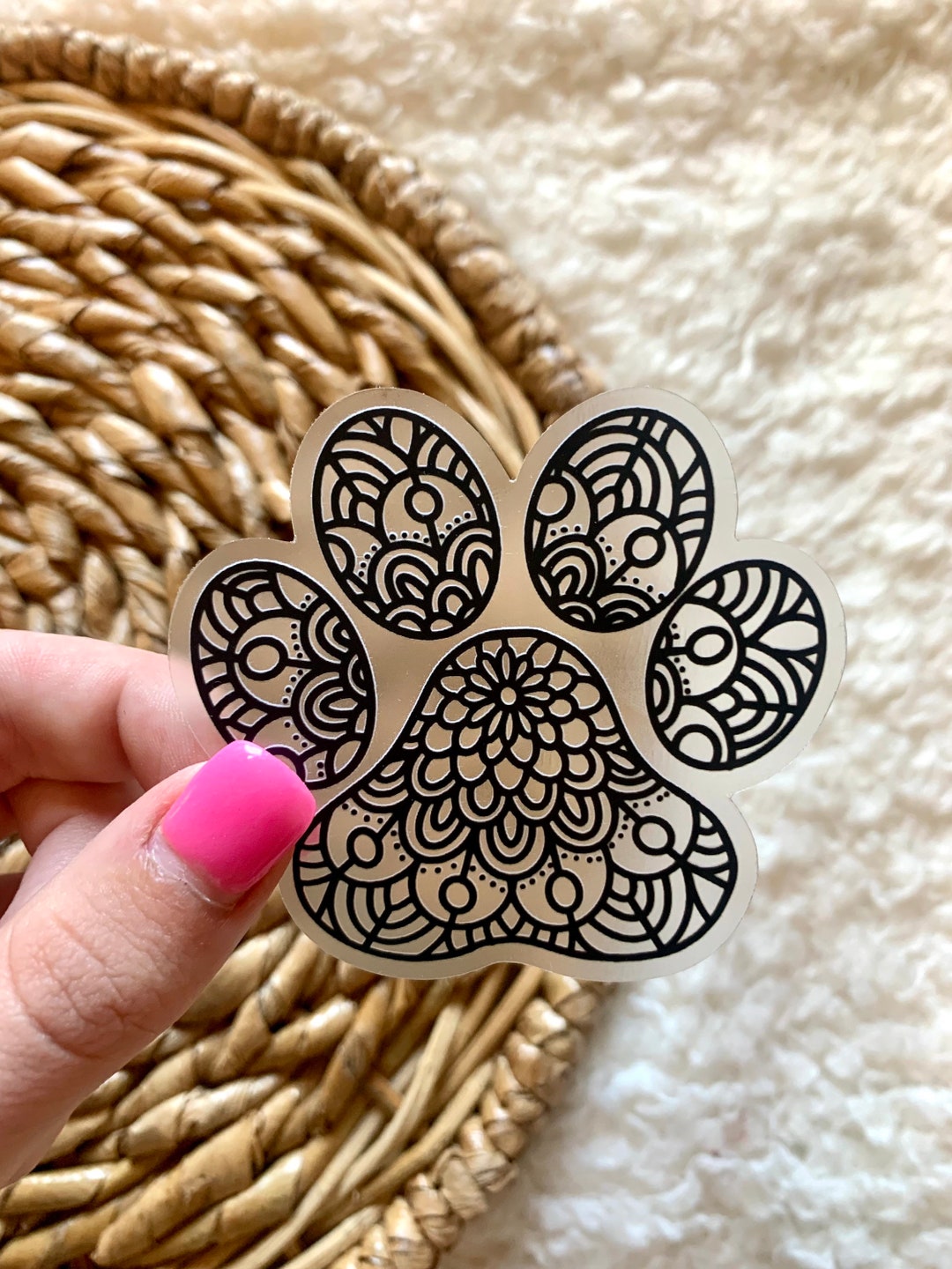 Clear Paw Print Sticker, Waterproof Stickers, Dog Stickers, Floral Paw ...