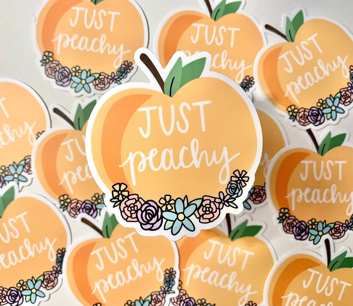 Just Peachy Sticker, Peach Sticker, Floral Peach, Waterproof Stickers ...