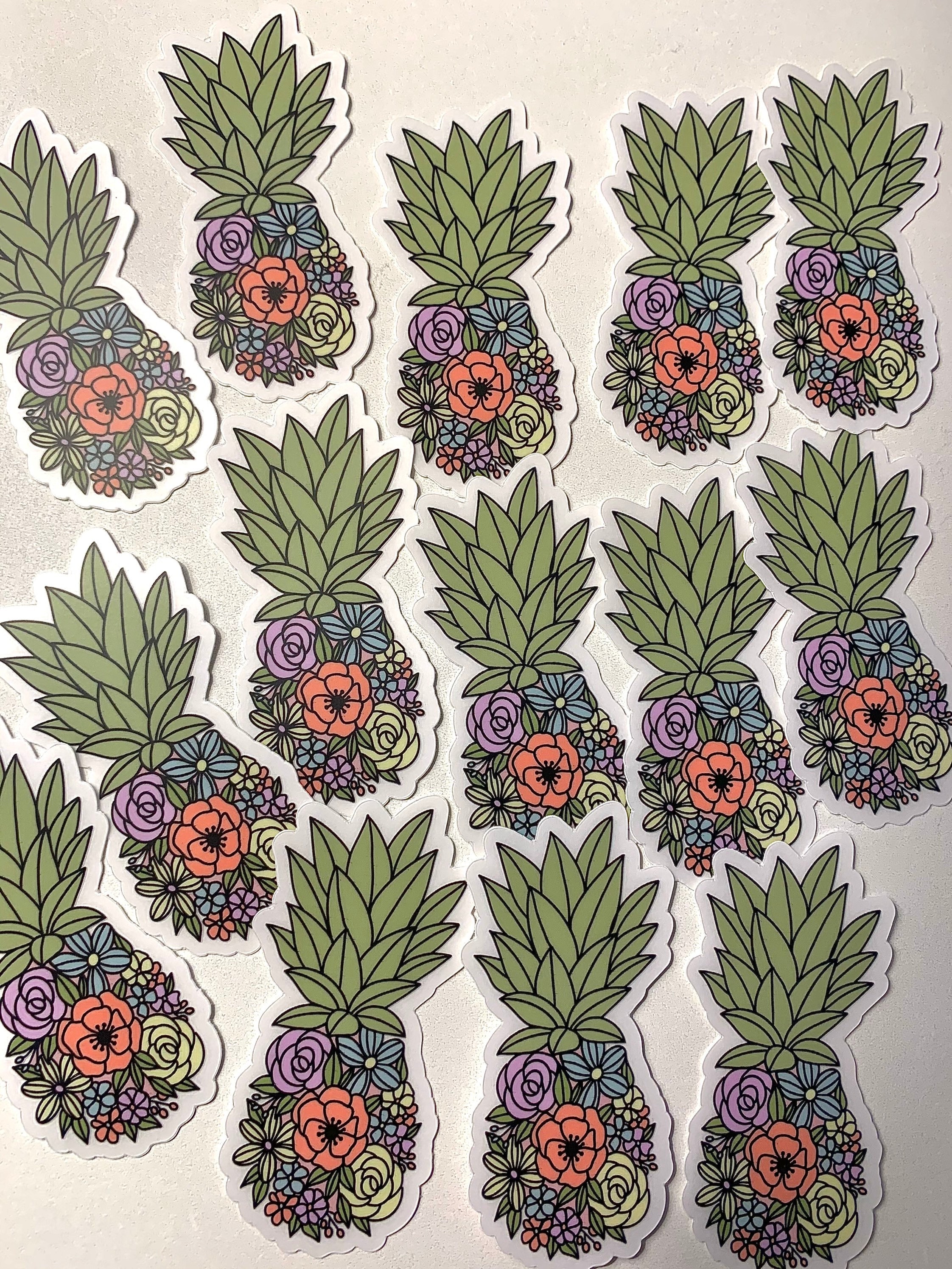 Clear Floral Pineapple Sticker Pineapple Sticker Laptop - Etsy