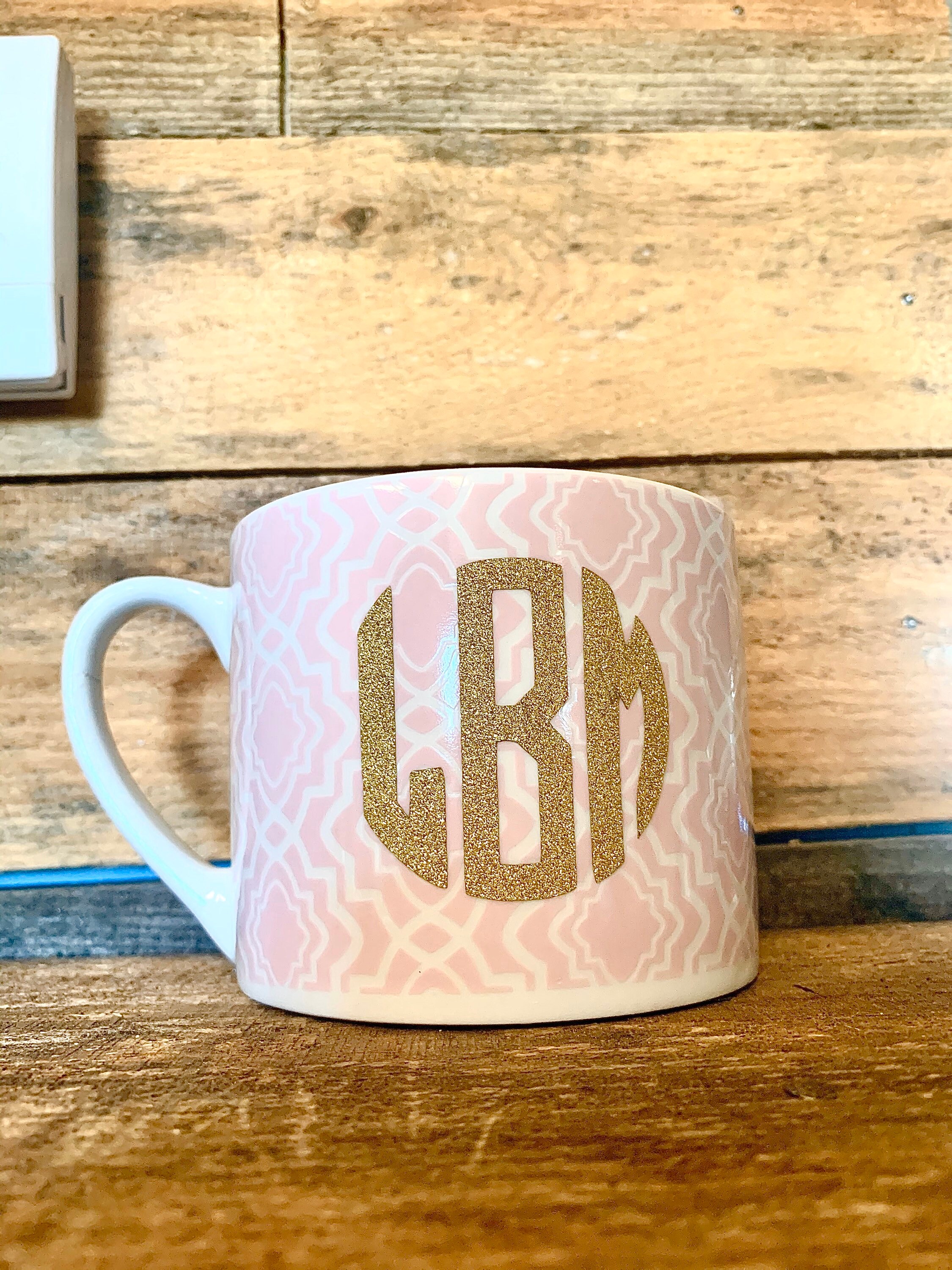 Pink Monogrammed Coffee Mug Preppy Southern Coffee Cup Pink | Etsy
