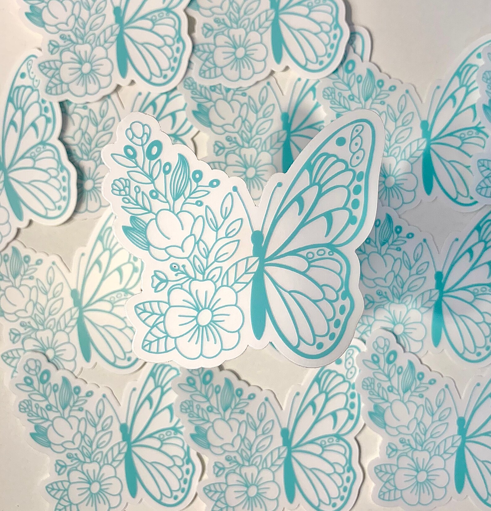 Clear Blue Butterfly Sticker Butterfly Floral Sticker Laptop - Etsy