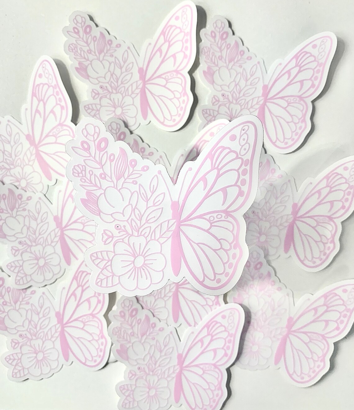 Clear Pink Butterfly Sticker Butterfly Floral Sticker Laptop - Etsy