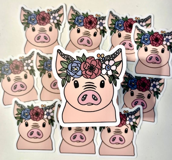 Electronics & Accessories Decals & Skins vinyl decal floral pig sticker ...