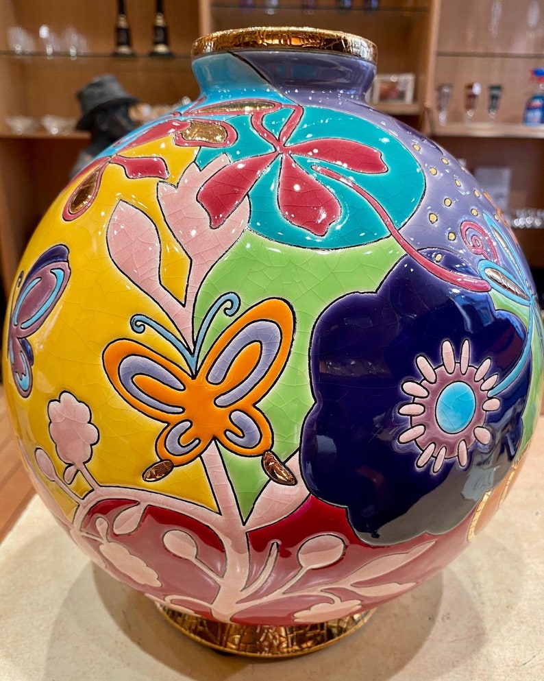 Emaux De Longwy Ball Vase - Etsy