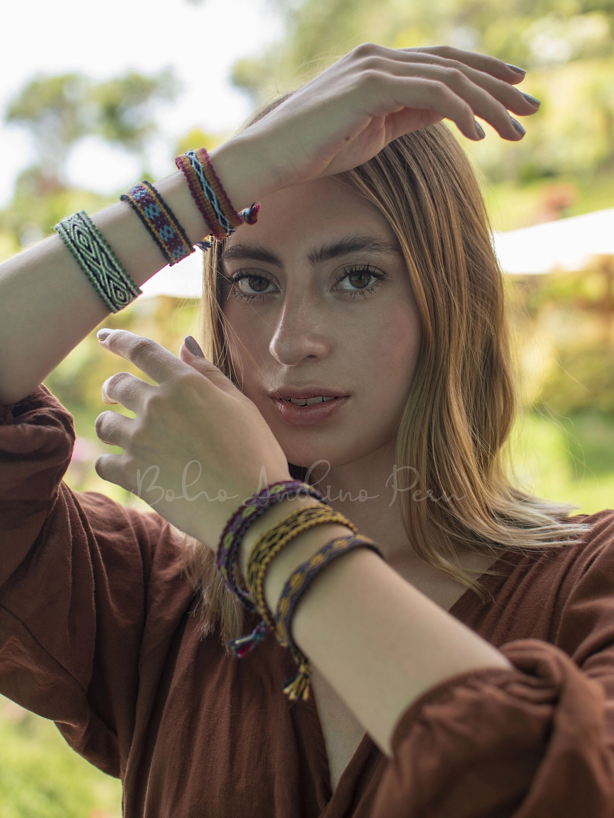 Handmade Alpaca Wool Peruvian Bracelet, Andean Design - Etsy