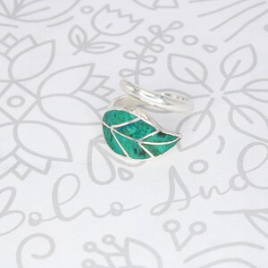 Adjustable Leaf Ring Silver With Natural Inlaid Stones Peruvian Inlaid Jewelry Handmade 950 ...