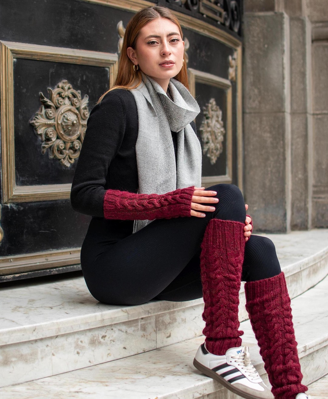 Alpaca Wool Cable Knit Leg Warmers, Boot Cuffs, Fingerless Mittens - Etsy
