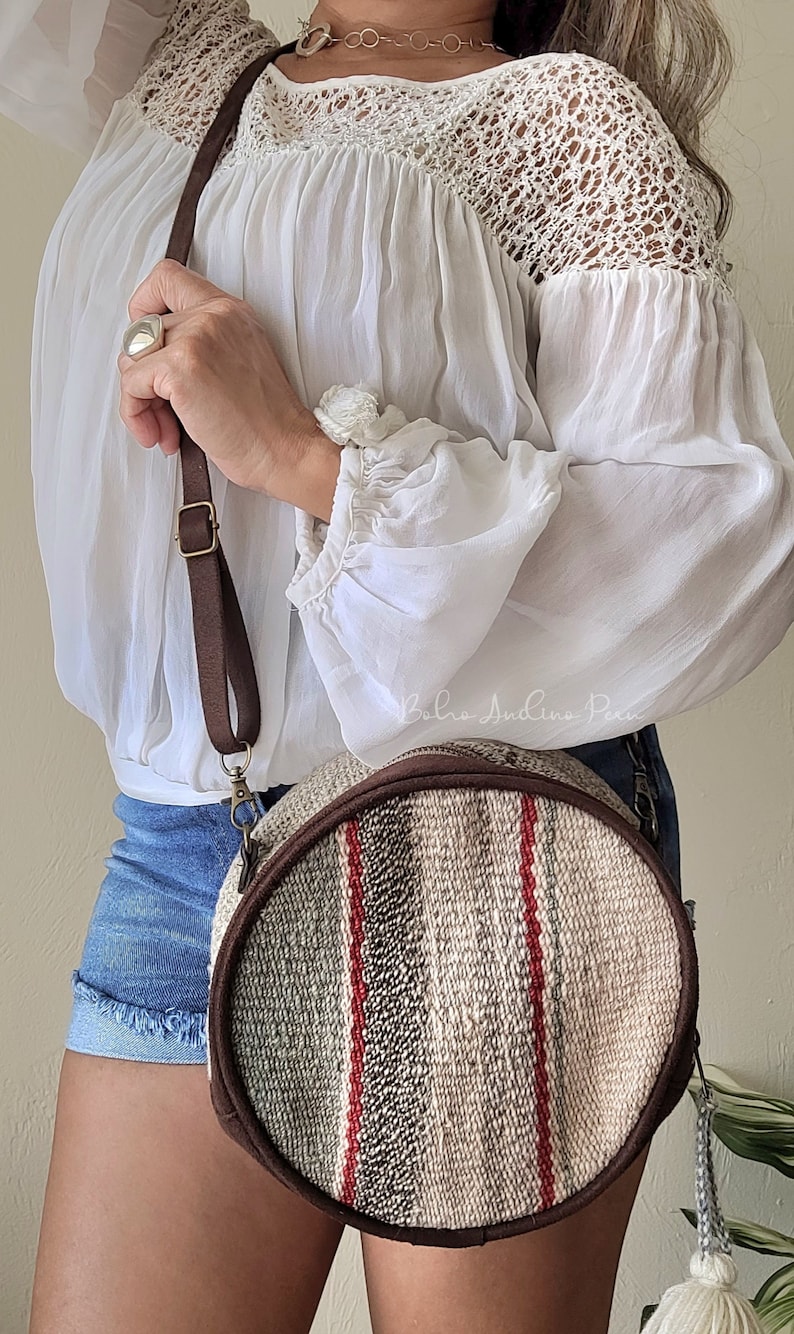 Handcrafted Peruvian Wool Crossbody Bag: Nubuck Leather Strap - Etsy