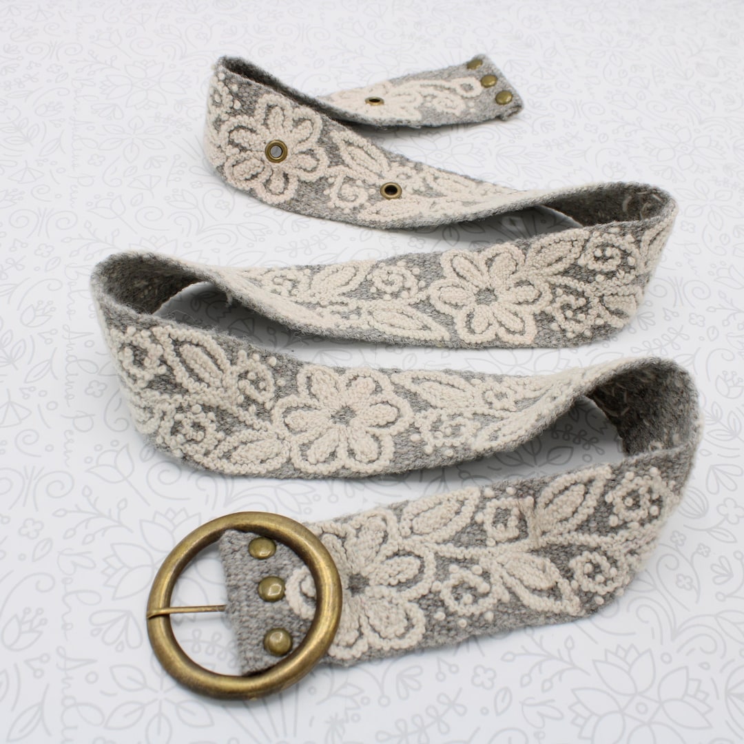 Hand-embroidered Wool Belt: Peruvian Floral Boho Belt - Etsy