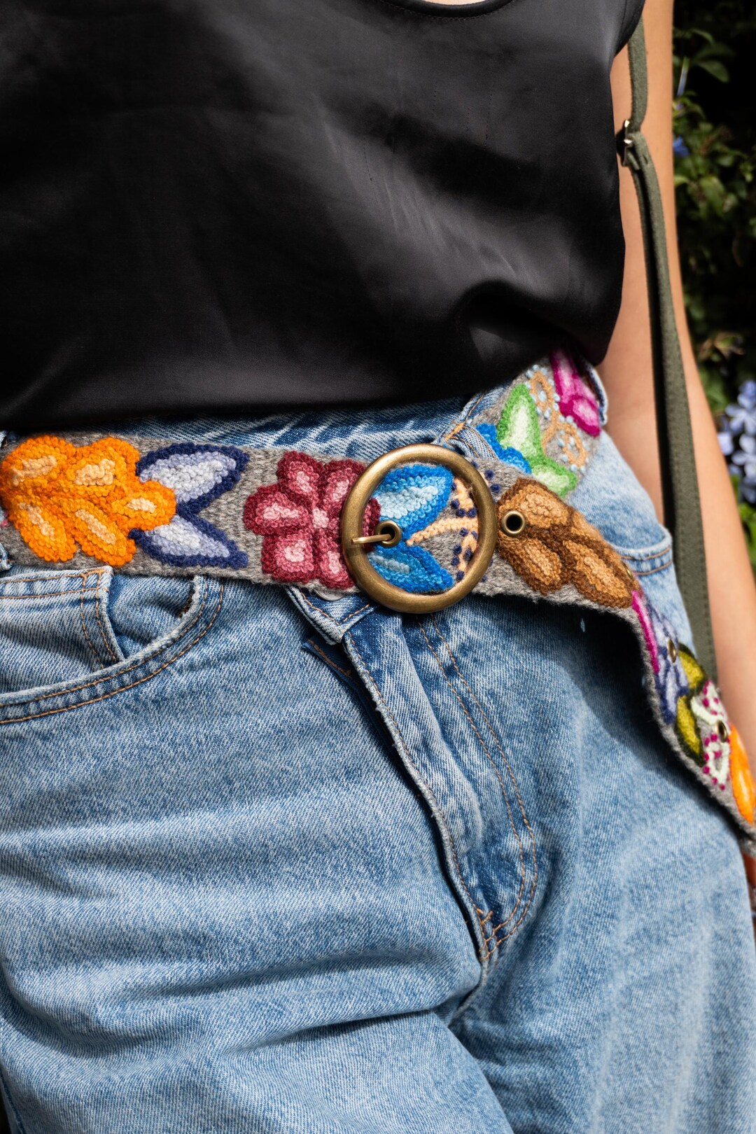 Hand Embroidered Wool Belt: Peruvian Floral Boho Accessory - Etsy