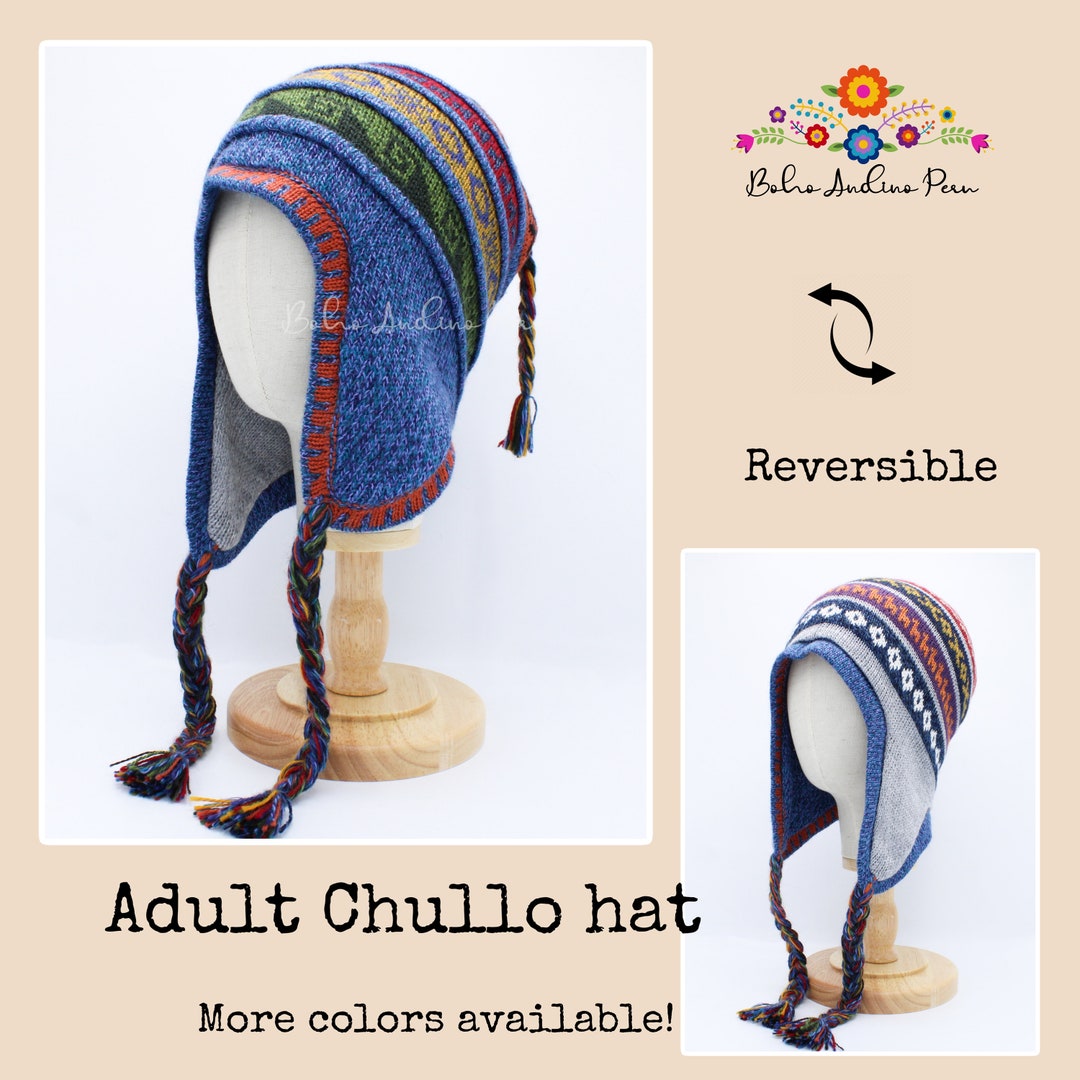 REVERSIBLE Chullo Hat Reversible Baby Alpaca Peruvian Chullo - Etsy