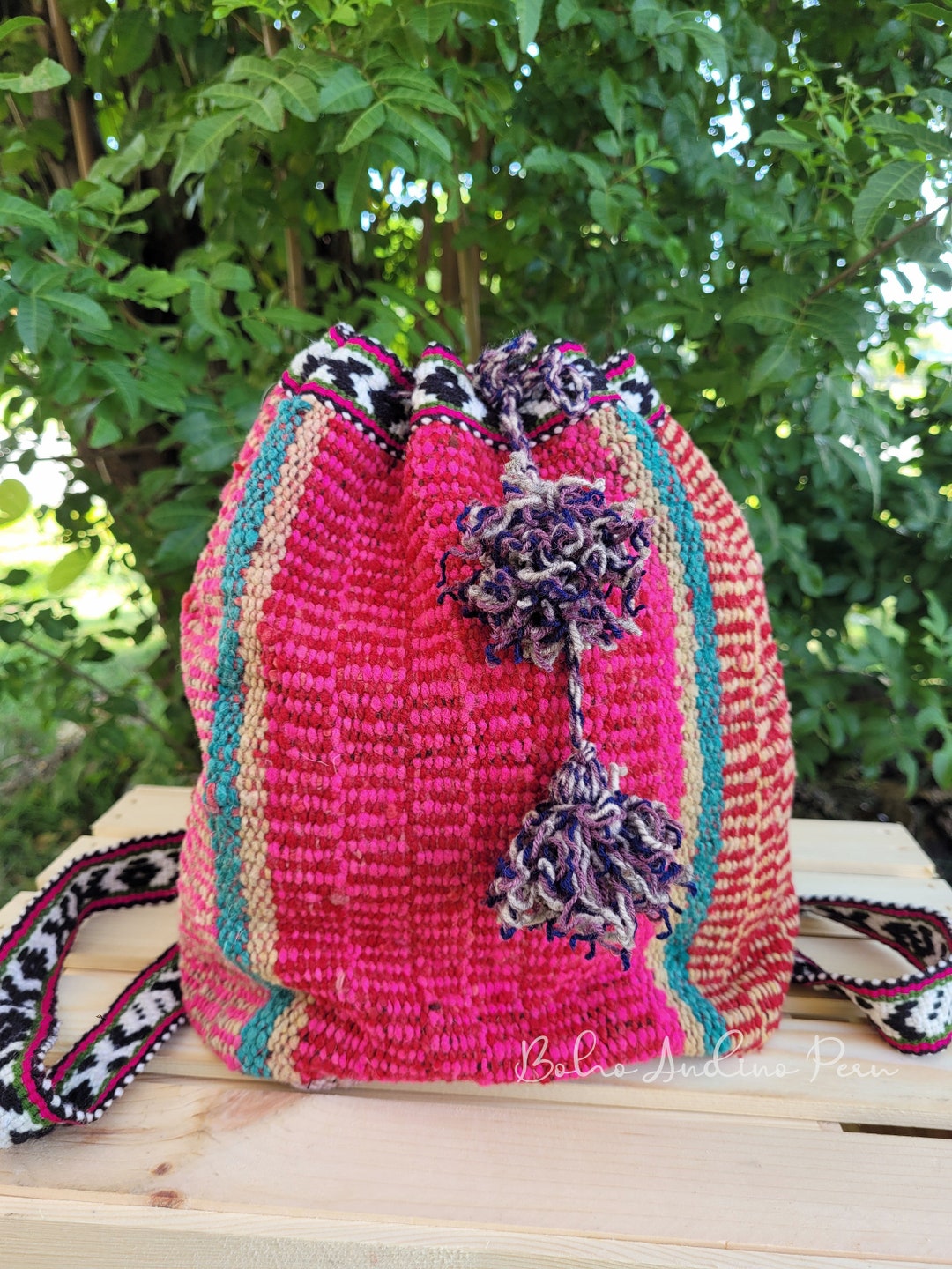 Wool Backpack Bag, Ethnic Backpack, Wool Purse, Handcrafted Bag, Peruvian Wool Bag, Peruvian ...