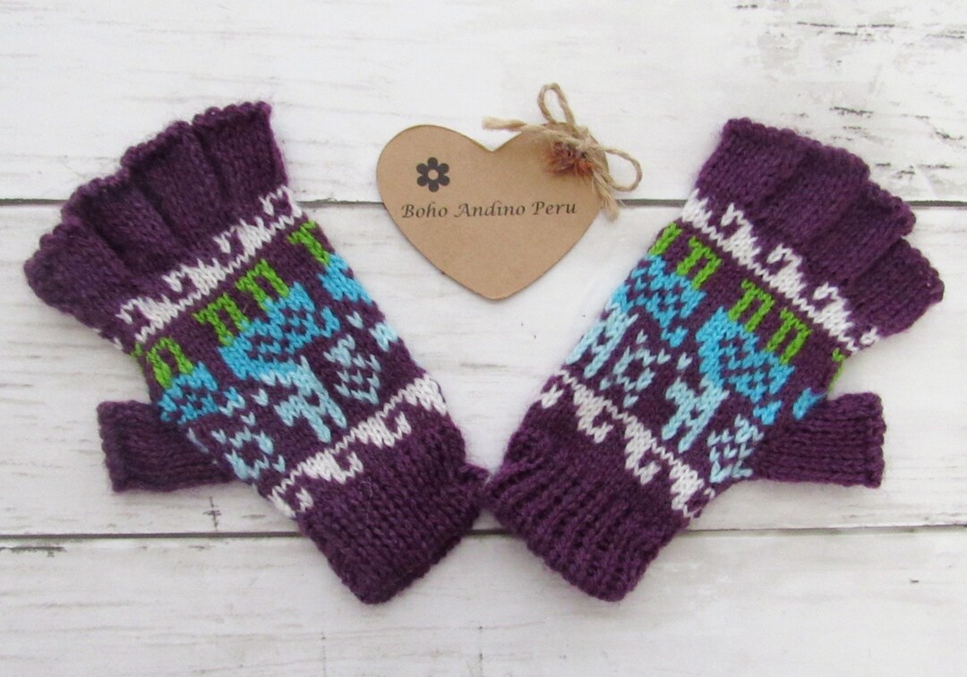 Kids Alpaca Mittens, Alpaca Mittens, Peruvian Mittens, Fingerless Mitts ...
