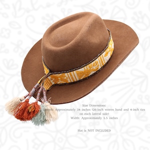 Handwoven Peruvian Wool Hat Band: Western Fedora Accessory With Tassels ...