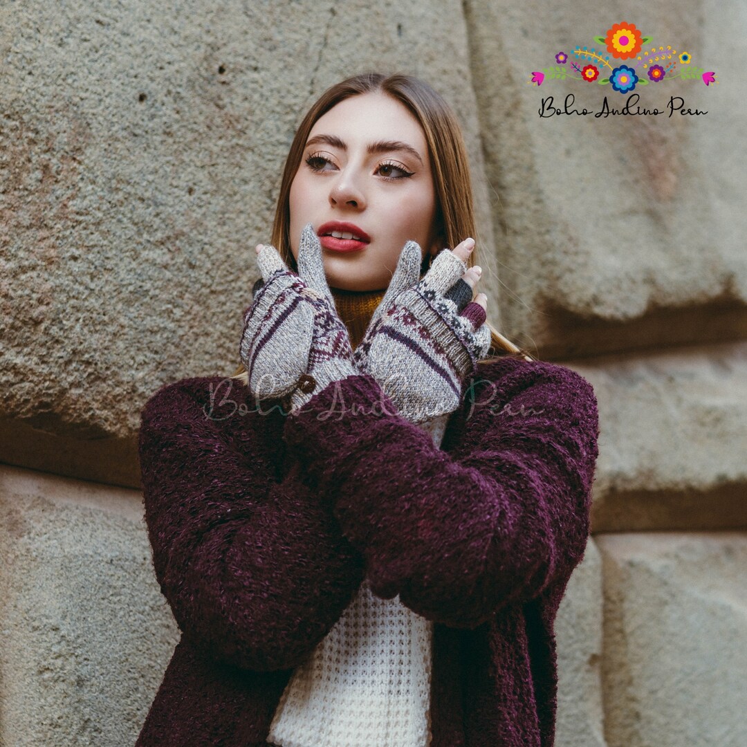 CONVERTIBLE Mittens Peruvian Baby Alpaca 2 in 1 Mittens and Gloves ...