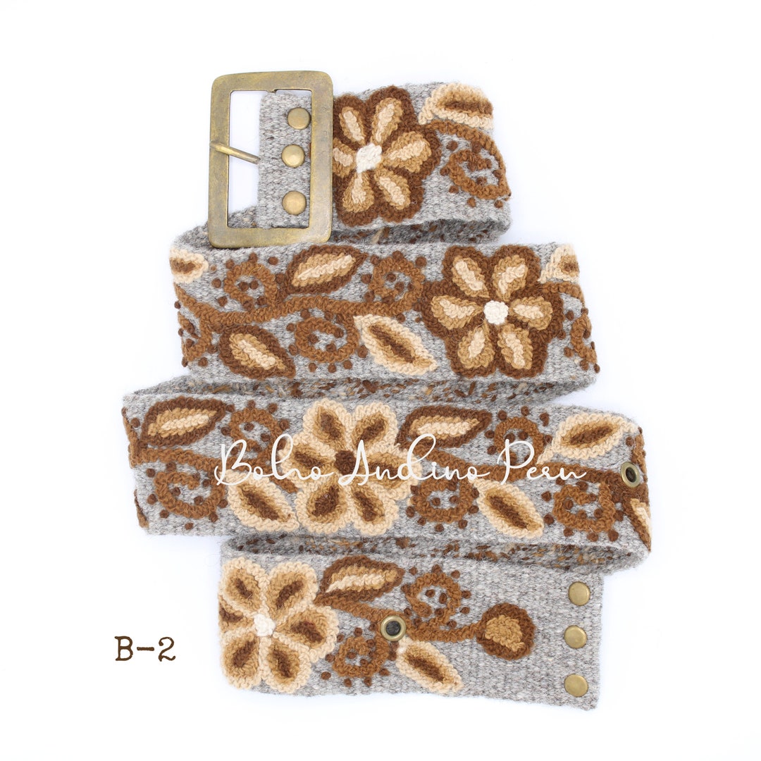 Embroidered Wool Belt , Peruvian Embroidery Belts, Boho Belt Wool ...