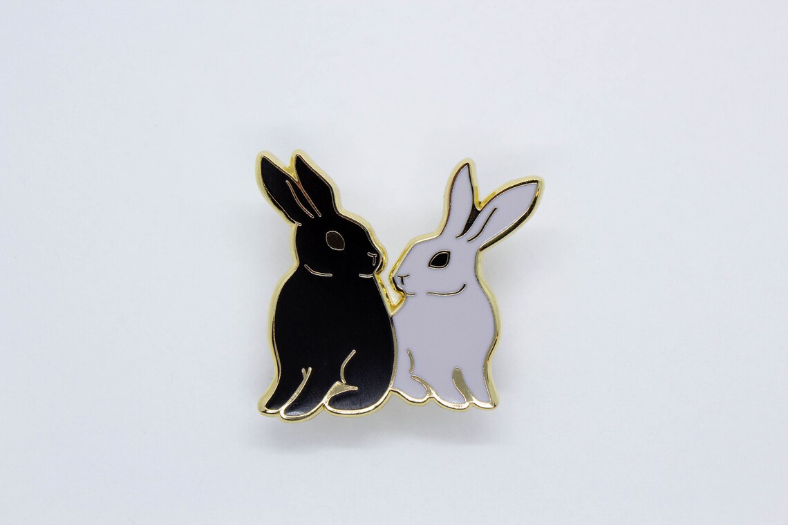 Black Rabbit White Rabbit Enamel Pin Lapel Pin Cloisonné | Etsy