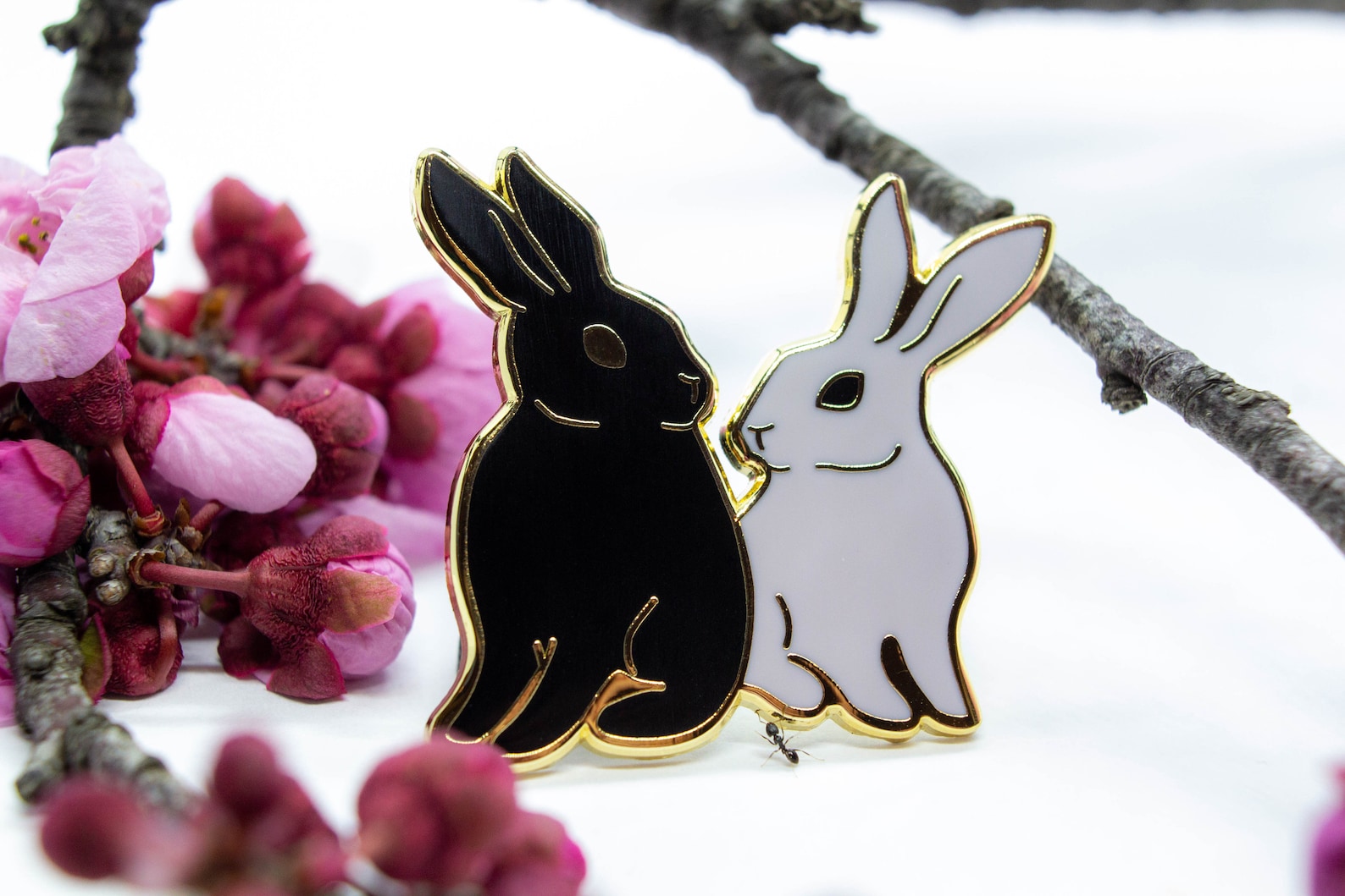 Black Rabbit White Rabbit Enamel Pin Lapel Pin Cloisonné | Etsy