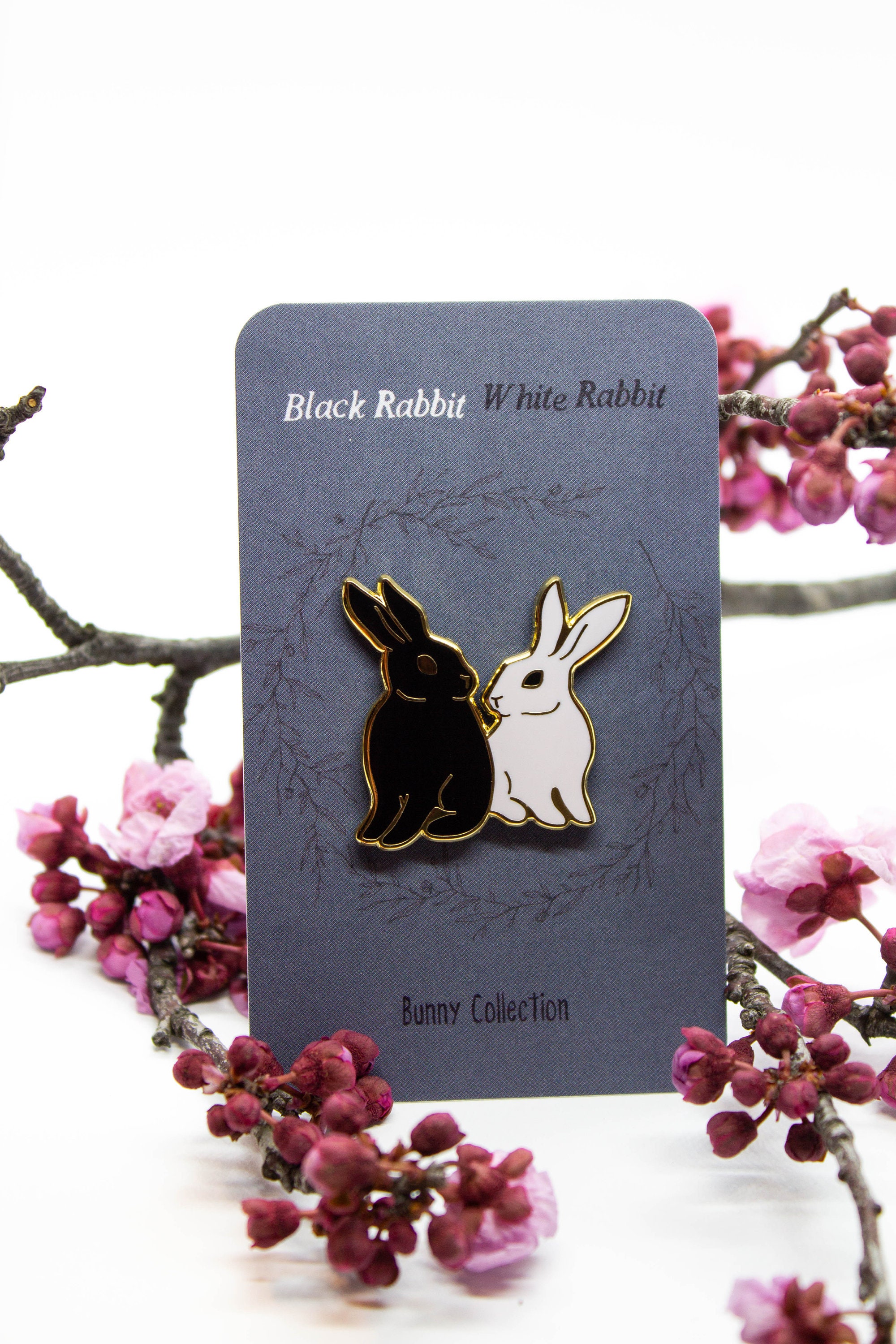 Black Rabbit White Rabbit Enamel Pin Lapel Pin Cloisonné | Etsy
