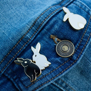 Black Rabbit White Rabbit Enamel Pin Lapel Pin Cloisonné | Etsy