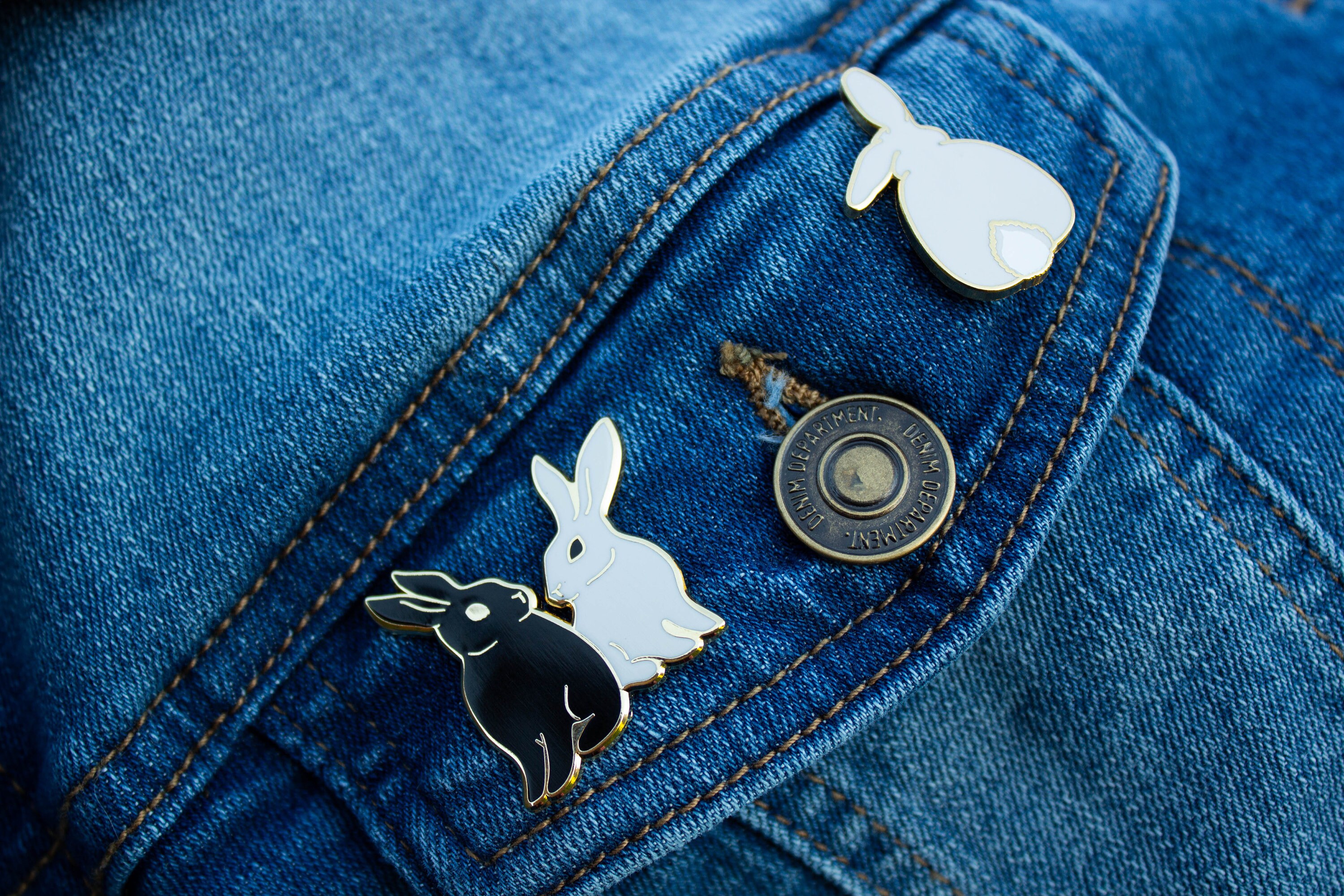 Black Rabbit White Rabbit Enamel Pin Lapel Pin Cloisonné | Etsy