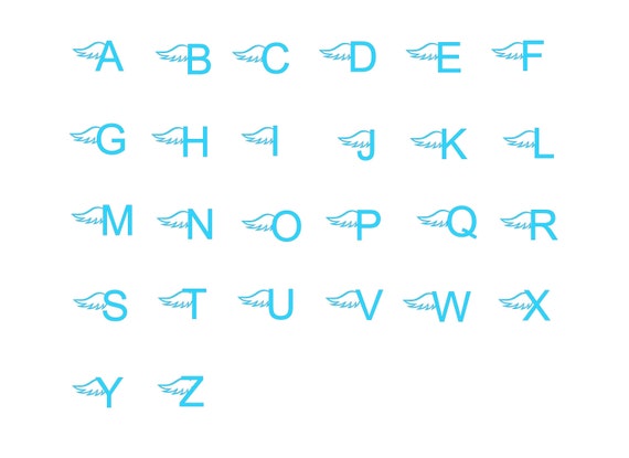 Svg Angel wing alphabet letters Font cut file SVG DXF and JPG | Etsy