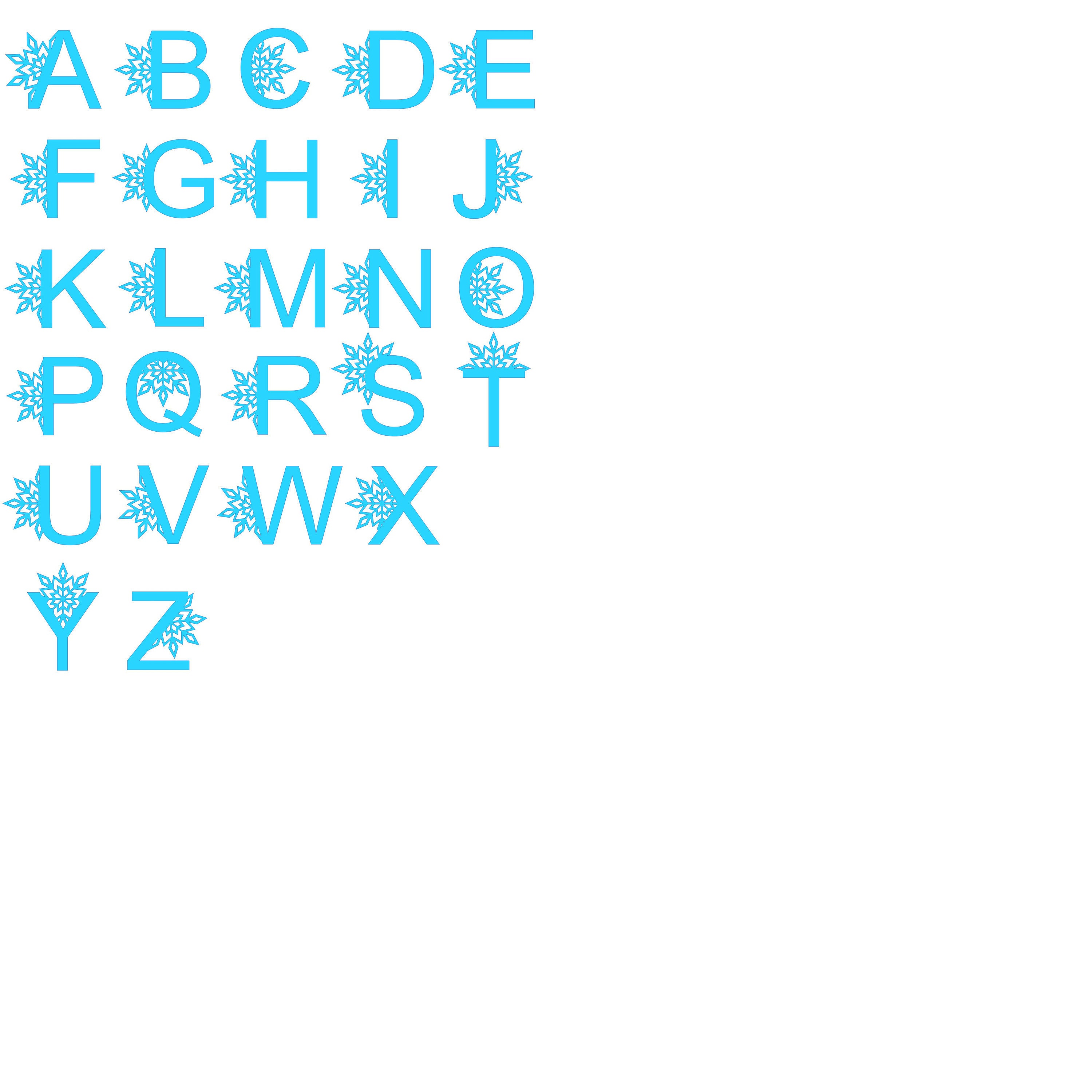 SVG Snowflake Alphabet Letters Font Cut File Dxf and Jpeg Too - Etsy