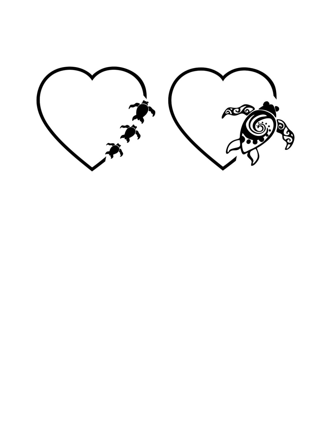 2x Sea Turtle Heart Svg and Png Digital Cut File - Etsy