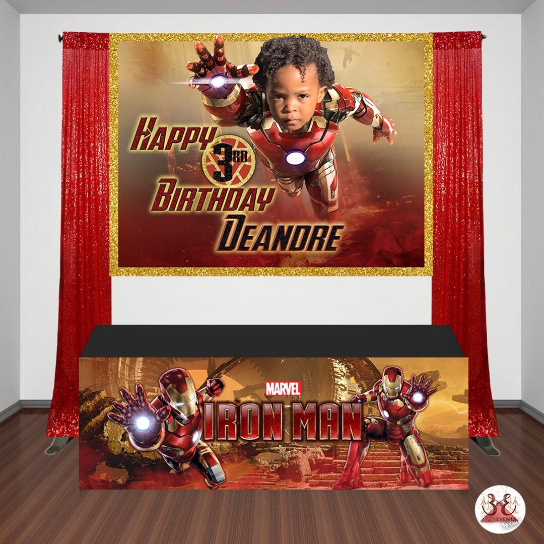 Iron Man Inspired Backdrop and Table Banner Combo - Etsy