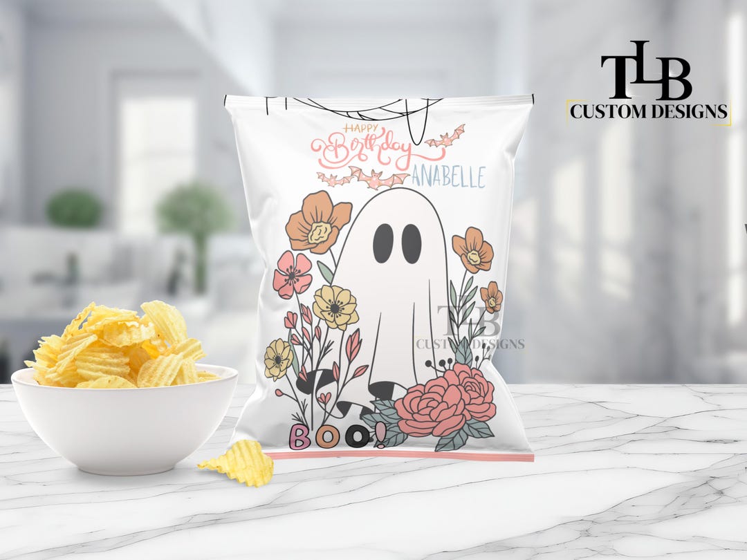 Halloween Chip Bag, Chip Wrapper, Personalized Chip Bag, Ghost Chip Bag ...