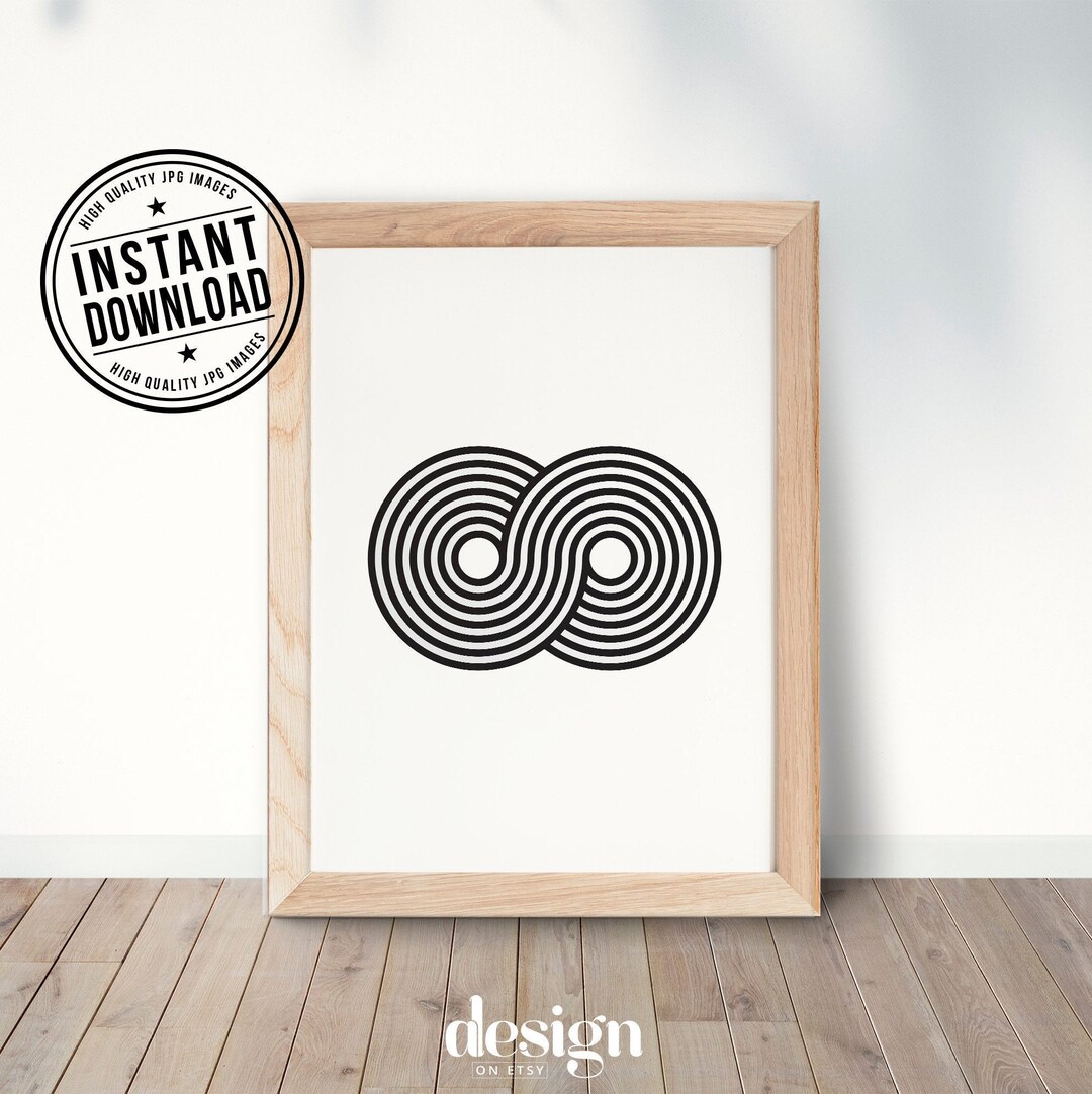 INFINITY ABSTRACT FIGURE, Geometric, Black and White, Minimalist With ...